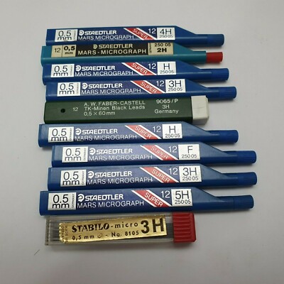 10 packs of Mechanical Pencil Refills - 0.50 mm (Stabilo, Staedter ...