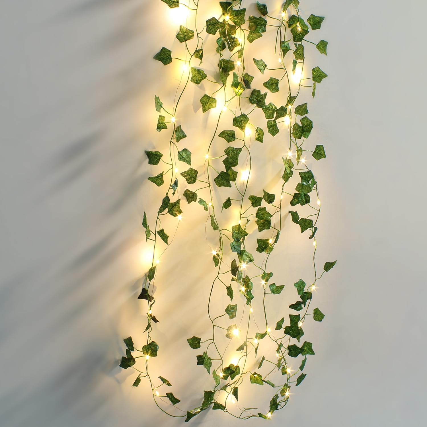 5M 50LED Leaf String Lights, Vine Fairy Lights Batteries Powered Green ...