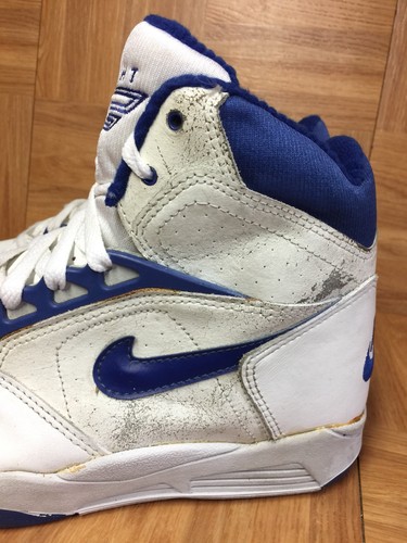 VNTG🔥 Nike Air Flight ‘91 Hi Tp Basketball 9 White Leather ROYAL ...
