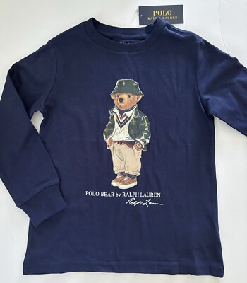 NWT, Baby Boys POLO RALPH LAUREN Blue Long Sleeved Polo Bear T-Shirt ...