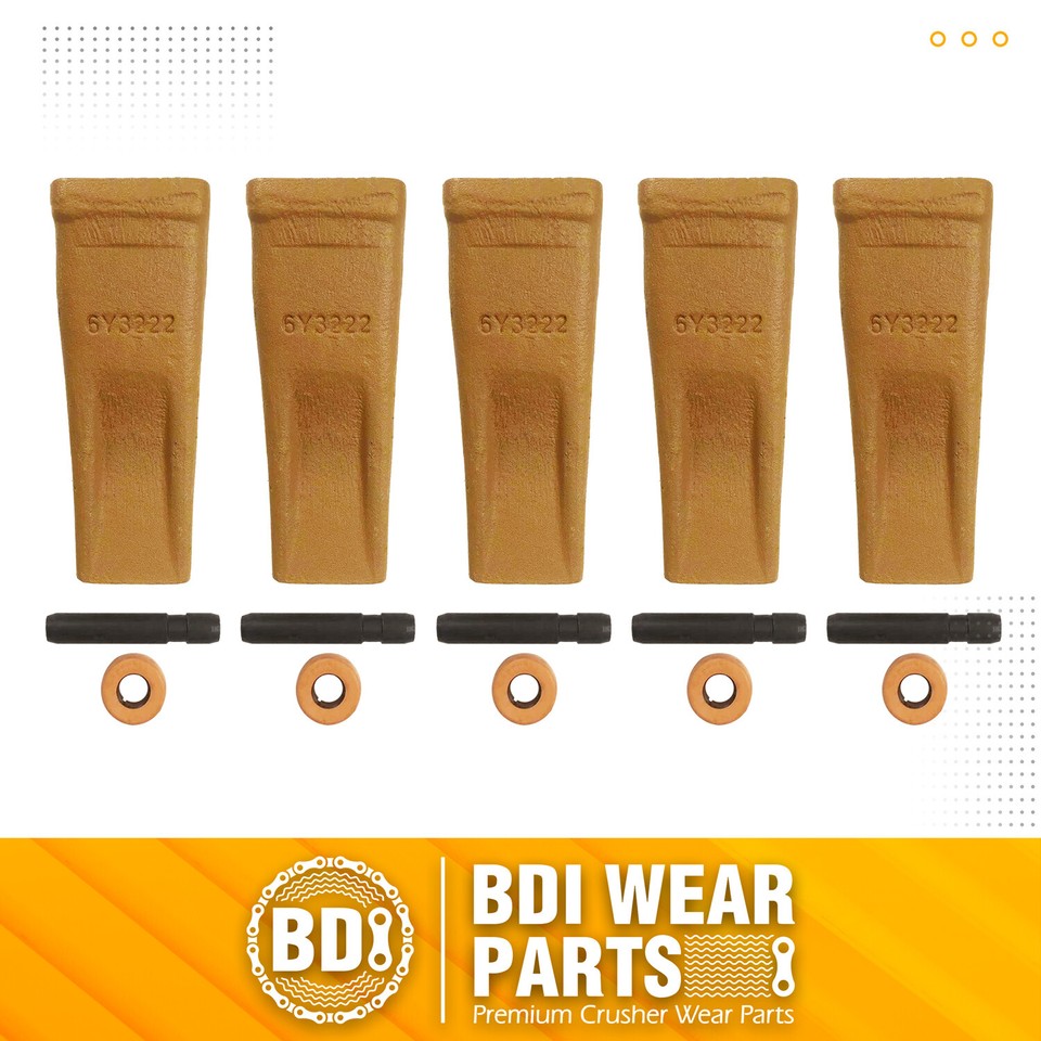 6Y3222 Caterpillar Bucket Teeth with Pins and Retainer Clips CAT Style ...