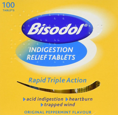 Bisodol Tablets, 100-Count Indigestion Heartburn Trapped Wind Acid Fast ...
