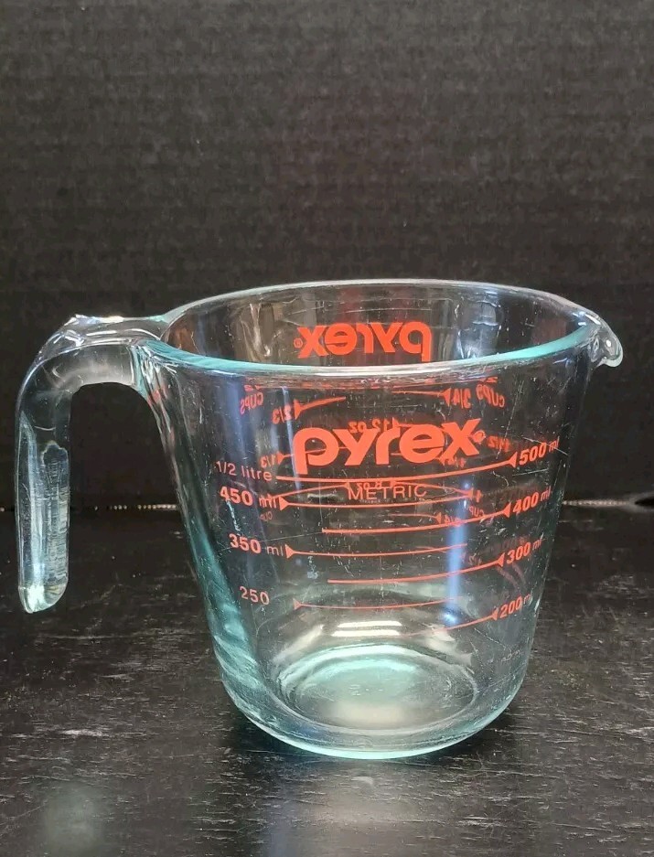 Pyrex Glass 2 Cup / 16 Oz Measuring Cup W/ Handle & Red Print | eBay