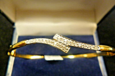 ladies 0.25ctw round real diamond bangle braclett 5.9 gr solid gold ...