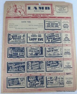 1950 Broadside Movie Herald Flyer Lamb Theatre Amherst Texas Audie ...