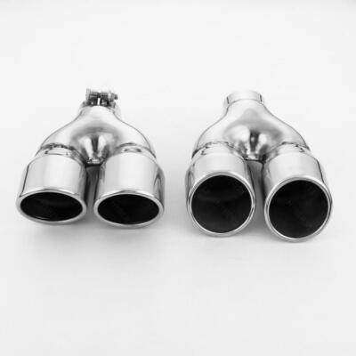 2" Inlet Quad 3" Slant Outlet Staggered Exhaust Tips 304 Stainless ...