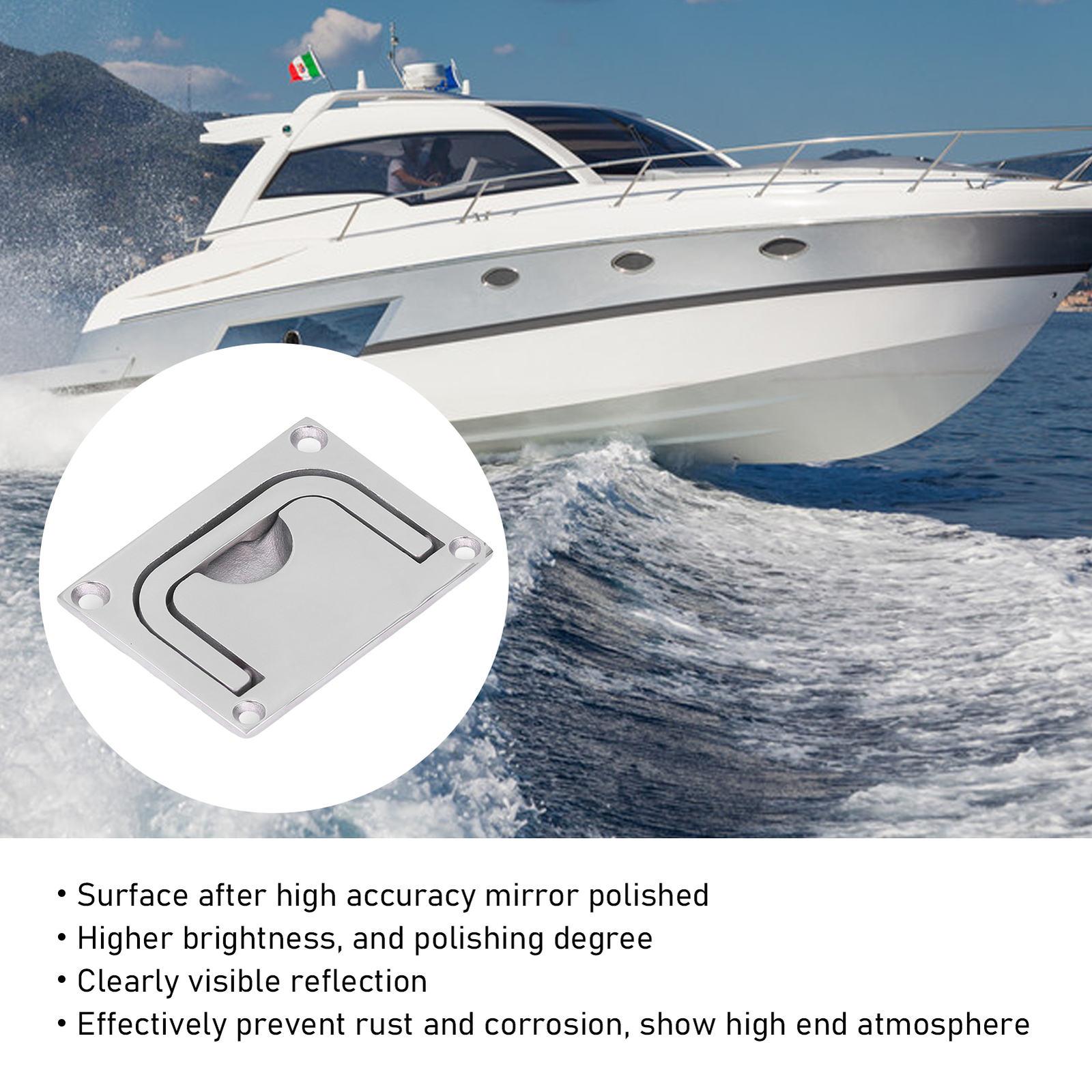 Boat Pull Flush Lift Deck Cover Handle Marine Mirror Square 96x69mm | eBay