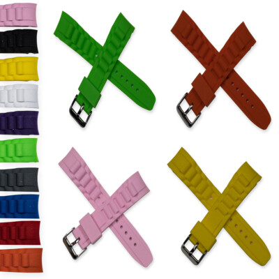 Curved End Rubber Ice Watch Strap Band Divers Sports 17mm 20mm 22mm ...