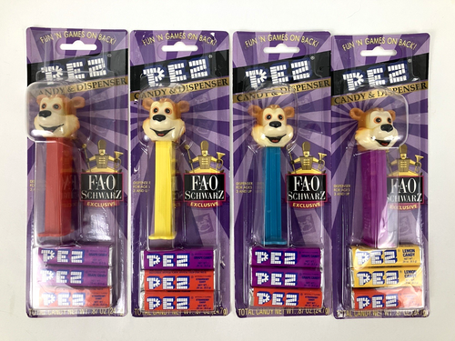 Lot of 4 PEZ Dispensers FAO Schwartz Bear (1999) New on Card All 4 ...