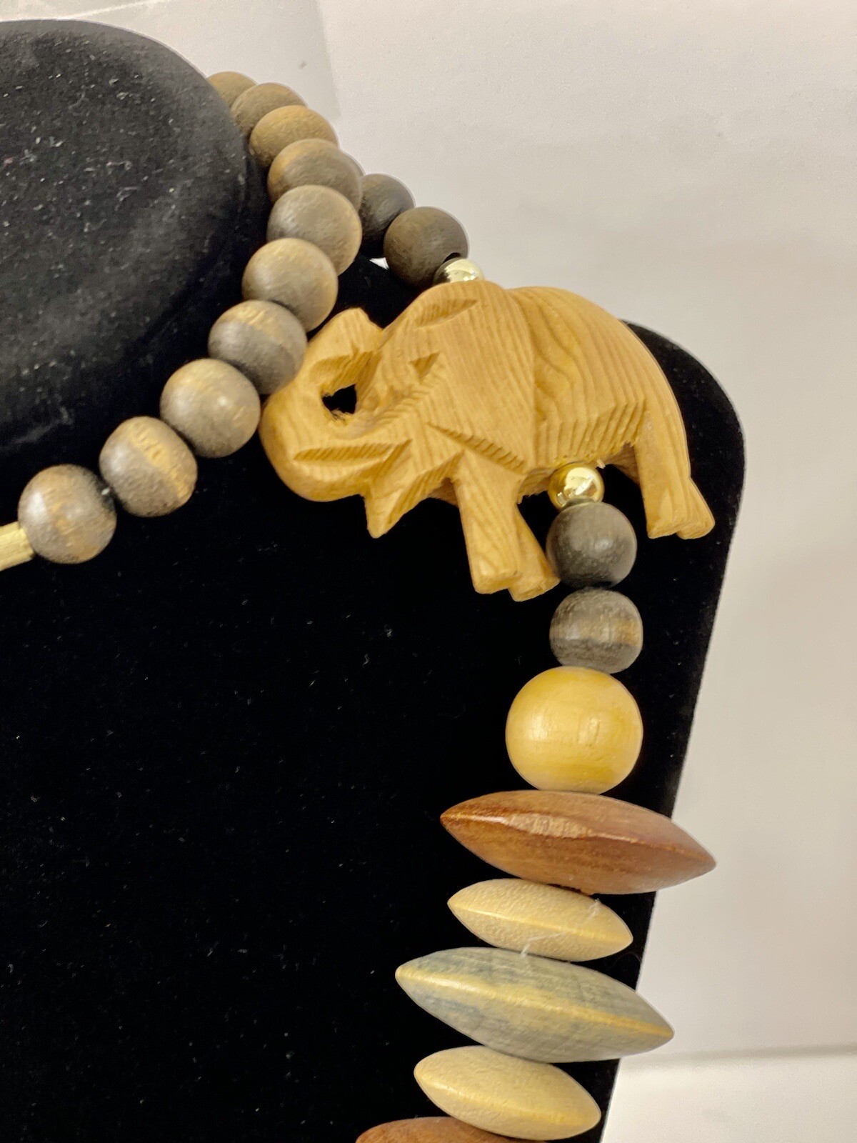 African Safari Necklace Handcrafted 28” Wood beads carved Elephant ...