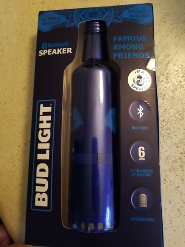 Novelty Blue Bud Light Beer Bottle BLUETOOTH SPEAKER, Charger Anheuser ...