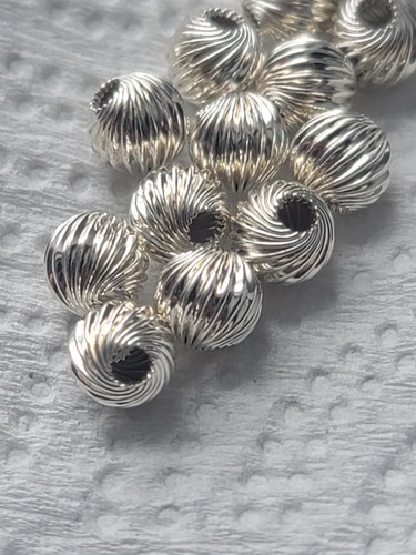 STERLING SILVER Beads SPIRAL Corrugated Nice 7 MM Fluted Beads 35 ...