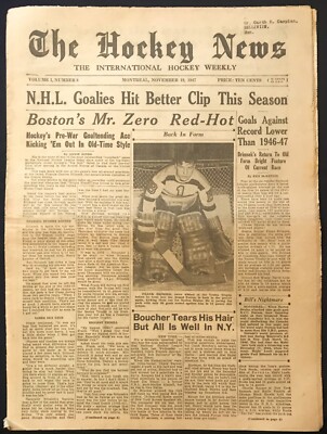 The Hockey News, Nov. 19 1947, Vol. 1 No. 8, Frank Brimsek, Ken Reardon ...