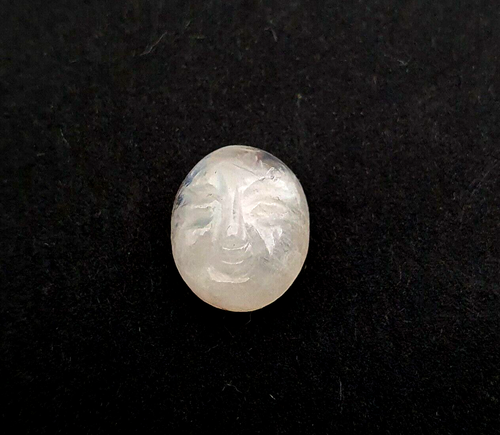 6 CT Natural Rainbow Moonstone Hand Carved Face Loose Gemstone 10x12 MM ...
