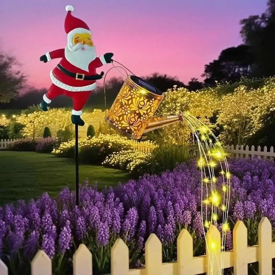 Solar Kettle Santa Christmas Lights Unique Garden Lawn Decorative ...