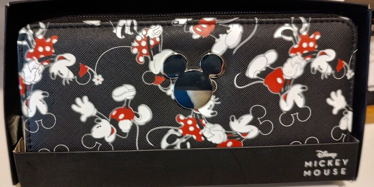 NEW Disney Mickey Mouse Zip Around Wallet Black New with Box | eBay