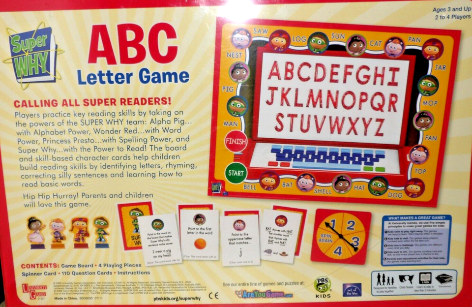Super Why , ABC Letter Game, NEW! PBS Kids, Age 3 up Learn Reading ...