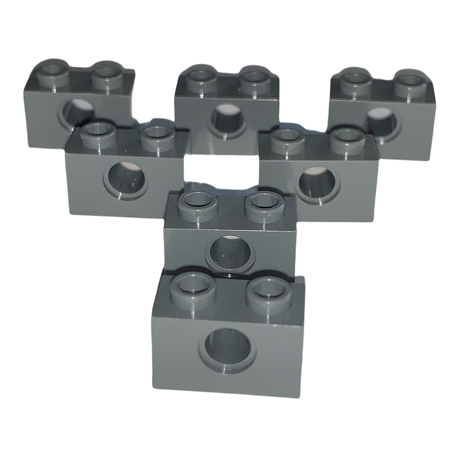 lot of 7 dark grey Lego Technic- 1X2 bricks with hole- combined ship ...