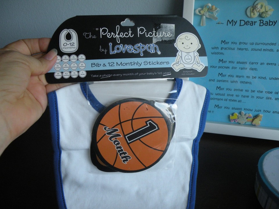 Baby Poem In Blue Monthly patches with bids Hand foot print kit 3 ...