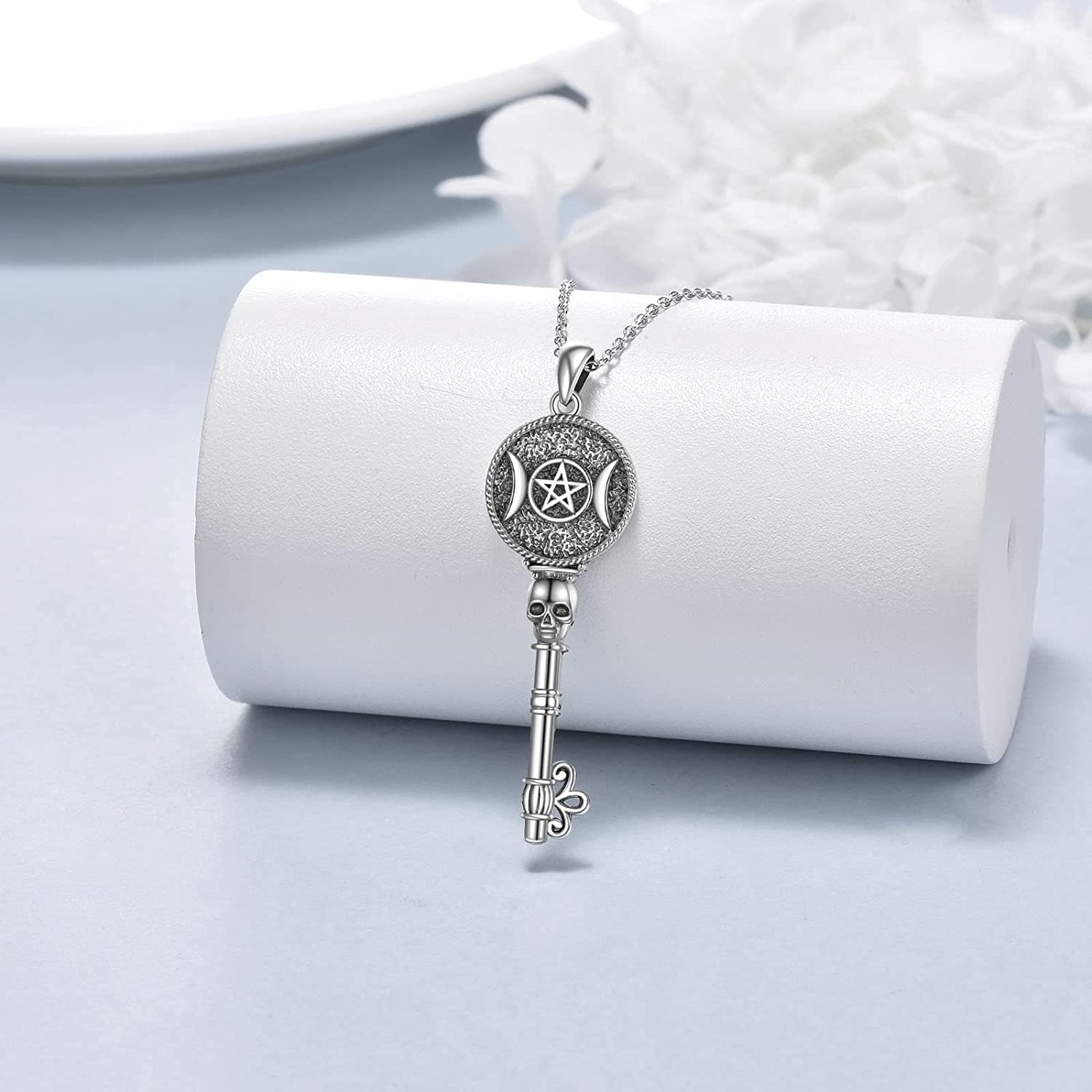 Wheel of Hecate Key Pendant Wiccan Pagan Necklace Sterling Silver Gifts ...
