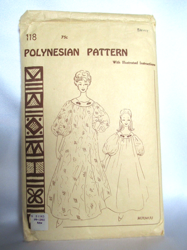 Polynesian Pattern Hawaii #118 Size S long and shortie MUUMUU dress ...