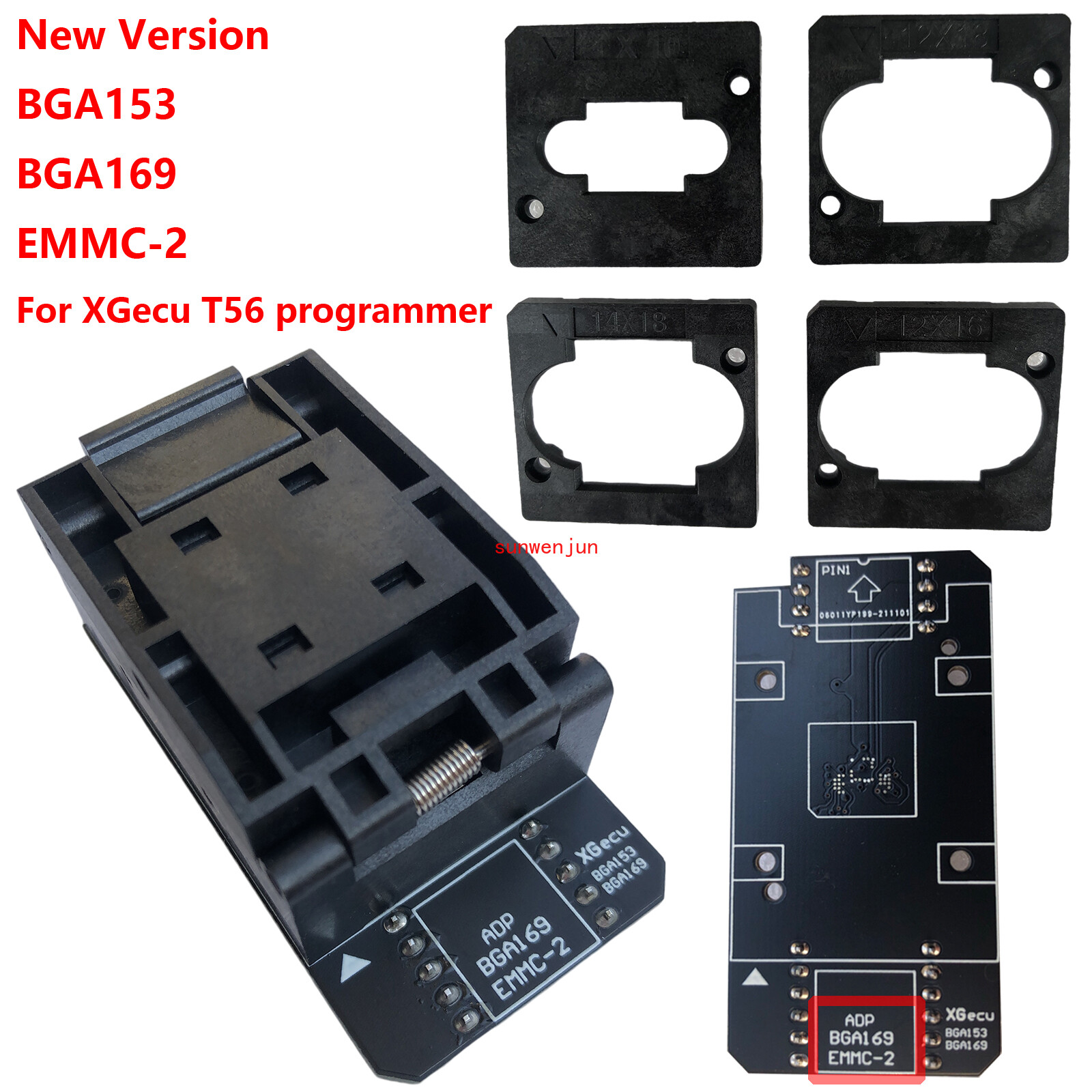 New EMMC-2 Adapter IC socket BGA153 BGA169 EMMC-2 only on XGecu T56 ...