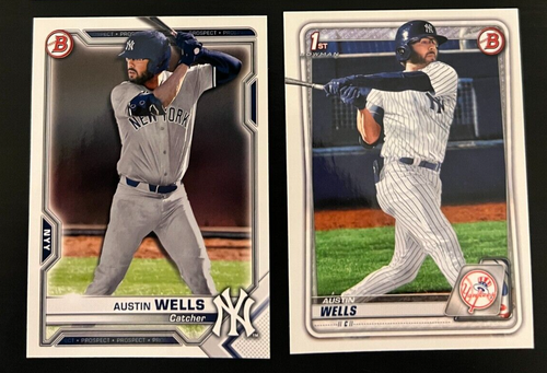 2 Austin Wells 2020 2021 1st Bowman Yankees Prospect ROOKIE CARD RC New ...