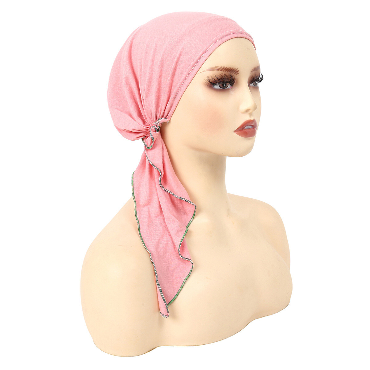 Muslim Women Hijab Hat Turban Pre-Tied Long Tail Bonnet Chemo Cap ...