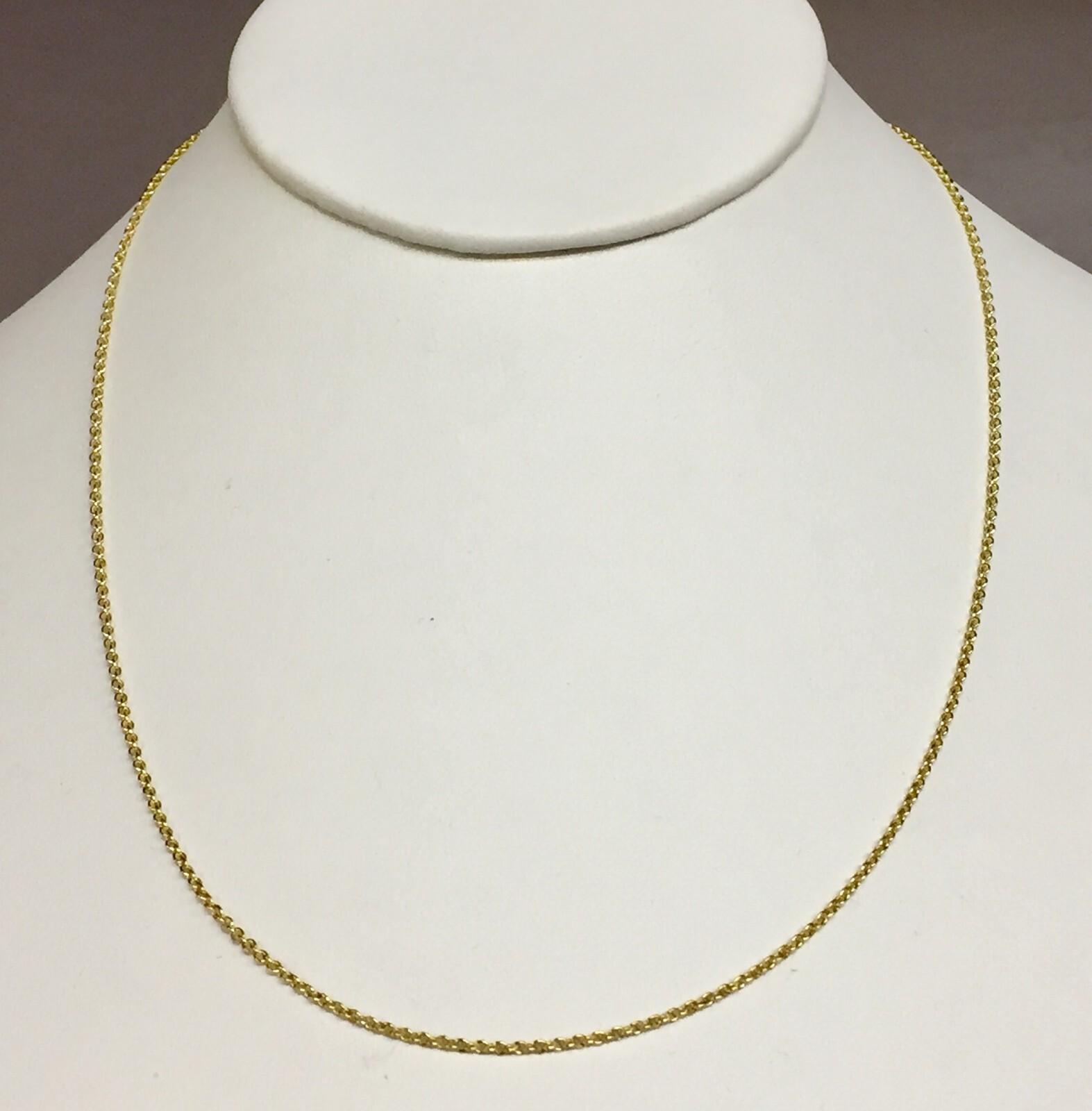 18k Yellow Gold Lite Cable Link Pendant Chain/Necklace Ext 16"-18" 1.8 ...