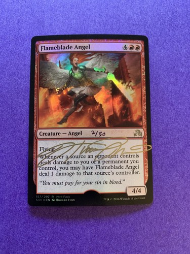 MTG Magic Flameblade Angel FOIL Signed Artist Proof x1 SOI Howard Lyon ...
