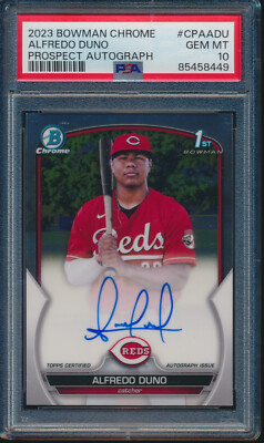 PSA 10 ALFREDO DUNO AUTO 1st 2023 Bowman Chrome Prospect REDS Rookie RC ...