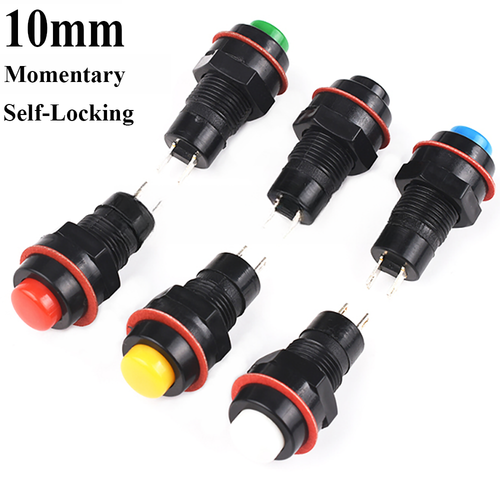 10mm Momentary / Self-Locking 2 Pin Small Round Push Button Switch ...
