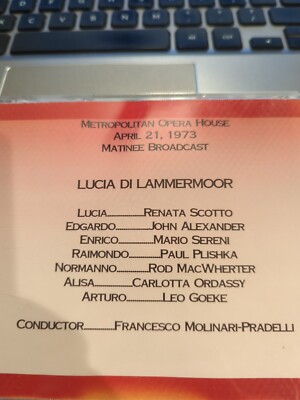 Live Opera Recording CD -1119 Lammermoor 1973 Scotto Alexander Sereni ...