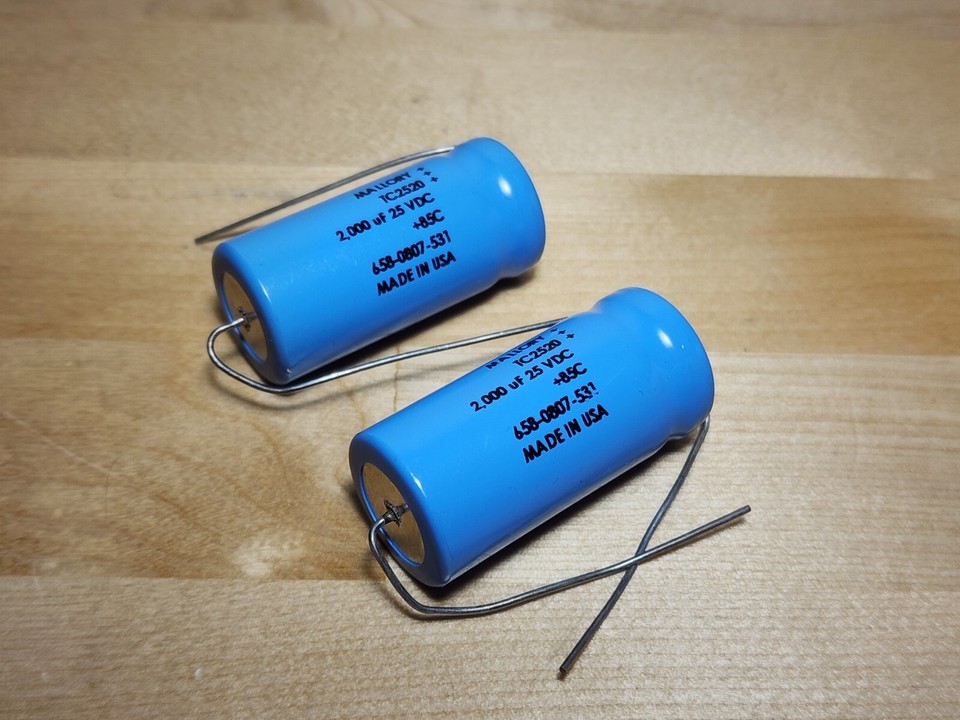 Lot of 2 Mallory TC2520 Aluminum Capacitors 2000uF 25VDC | eBay