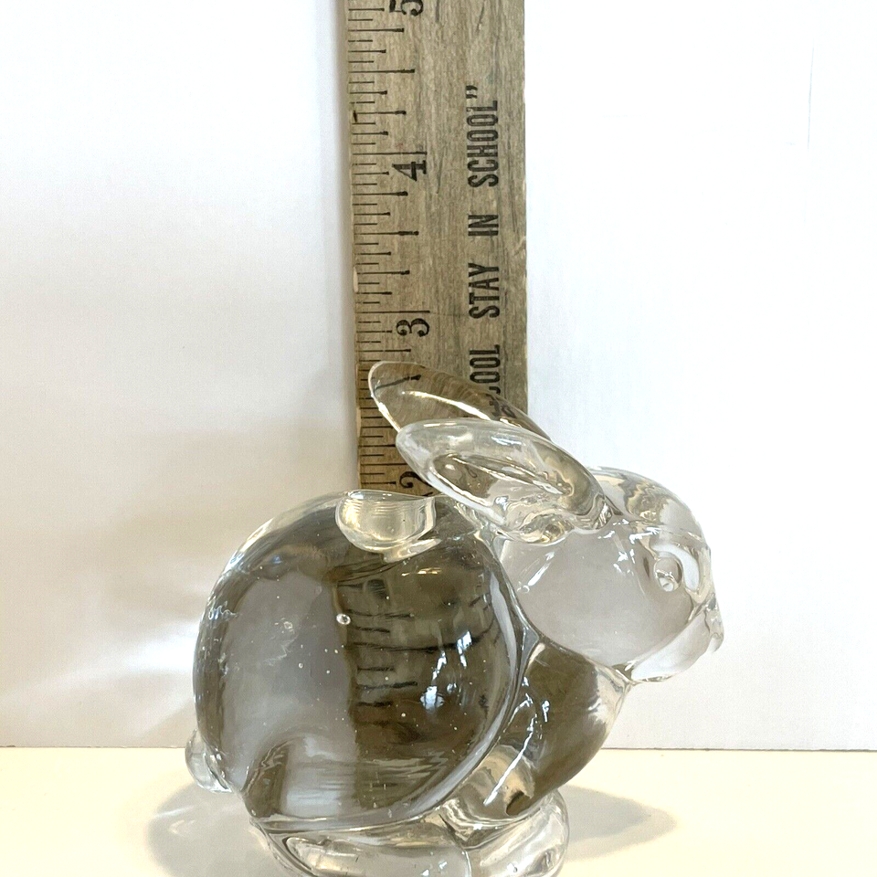 Pair Biedermann Clear Art Glass Easter Bunny Rabbit Tapered Candlestick ...