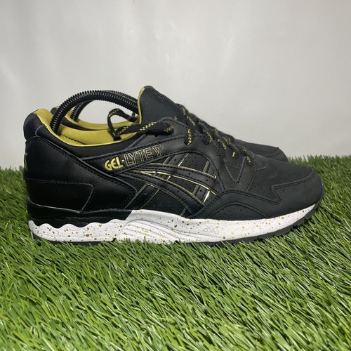 Rare Asics Sneakers Men Sz 9 Gel-Lyte V Black Gold Athletic Shoes H605L ...