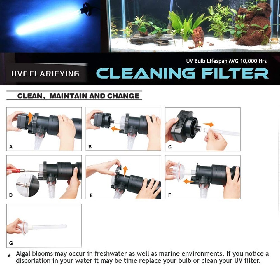 21.5" Ultraviolet Lamp 36W UV Light Algae Bacteria Clarifier Koi Pond ...