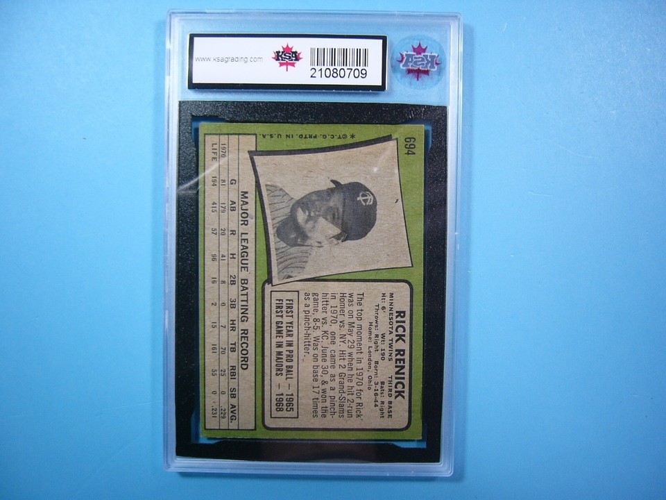 1971 TOPPS MLB BASEBALL CARD #694 RICK RENICK SP HI# KSA 7.5 NM+ SHARP+ ...