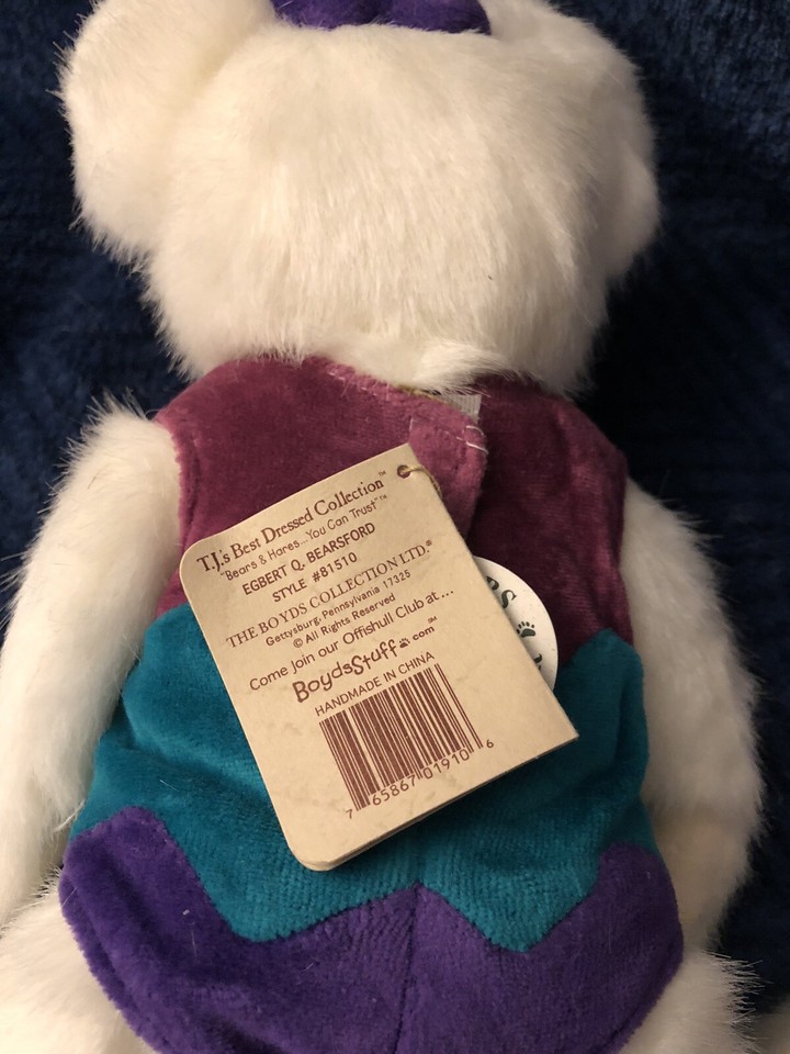 NEW Boyds Bears Egbert Q. Bearsford White Plush Bear in Egg Costume ...