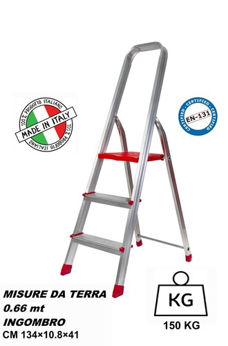 SCALA 3 GRADINI DOMESTICA IN ALLUMINIO ROBUSTA DOMINA EN131 SPEDITA ...