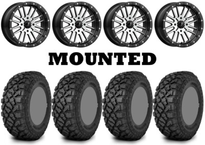 Kit 4 Kenda Klever XT Tires 28x10-14 on MSA M37 Brute Beadlock Machined ...