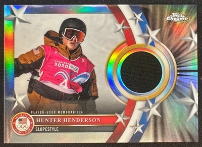 HUNTER HENDERSON 2026 TOPPS CHROME US WINTER OLYMPICS PLAYER WORN RELIC ...