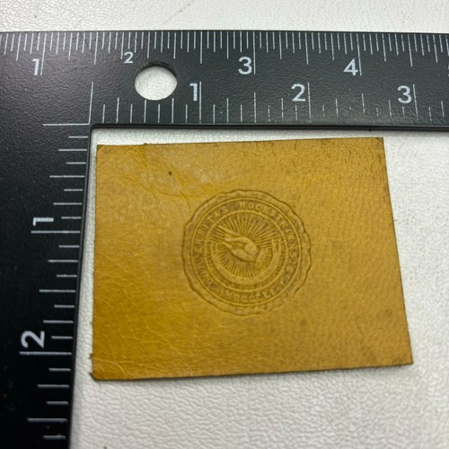 VTG c 1910s UNKNOWN LATIN SEAL w/ HAND GESTURE SYMBOL Tobacco Leather ...