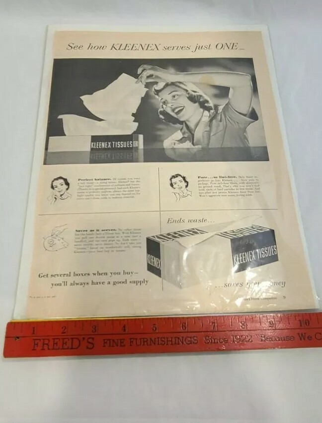 Kleenex Tissues Magazine Ad Woman's Home Corp Vintage Advertising 1951 ...