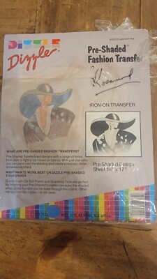 1980s Dizzle Art Pre-Shaded Fashion Transfer 50010 Lady With Hat | eBay
