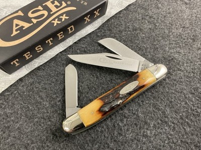 VTG 1976 RAZOR EDGE CASE 5347 STAG Lg SERPENTINE STOCKMAN POCKET KNIFE ...