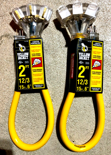 2 Pack - 3 Outlet 12/3 HD SJTW ContractorGrade Yellow Jacket 2882 ...