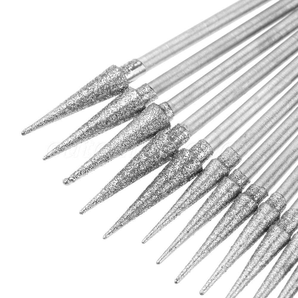 30Pc D Type Diamond Coated Rotary Drill Bit Burrs Grinding Polishing ...