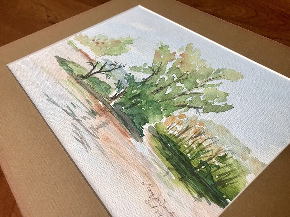 Vintage Impressionist Watercolor on Paper Riverside signed Mary Jo ...