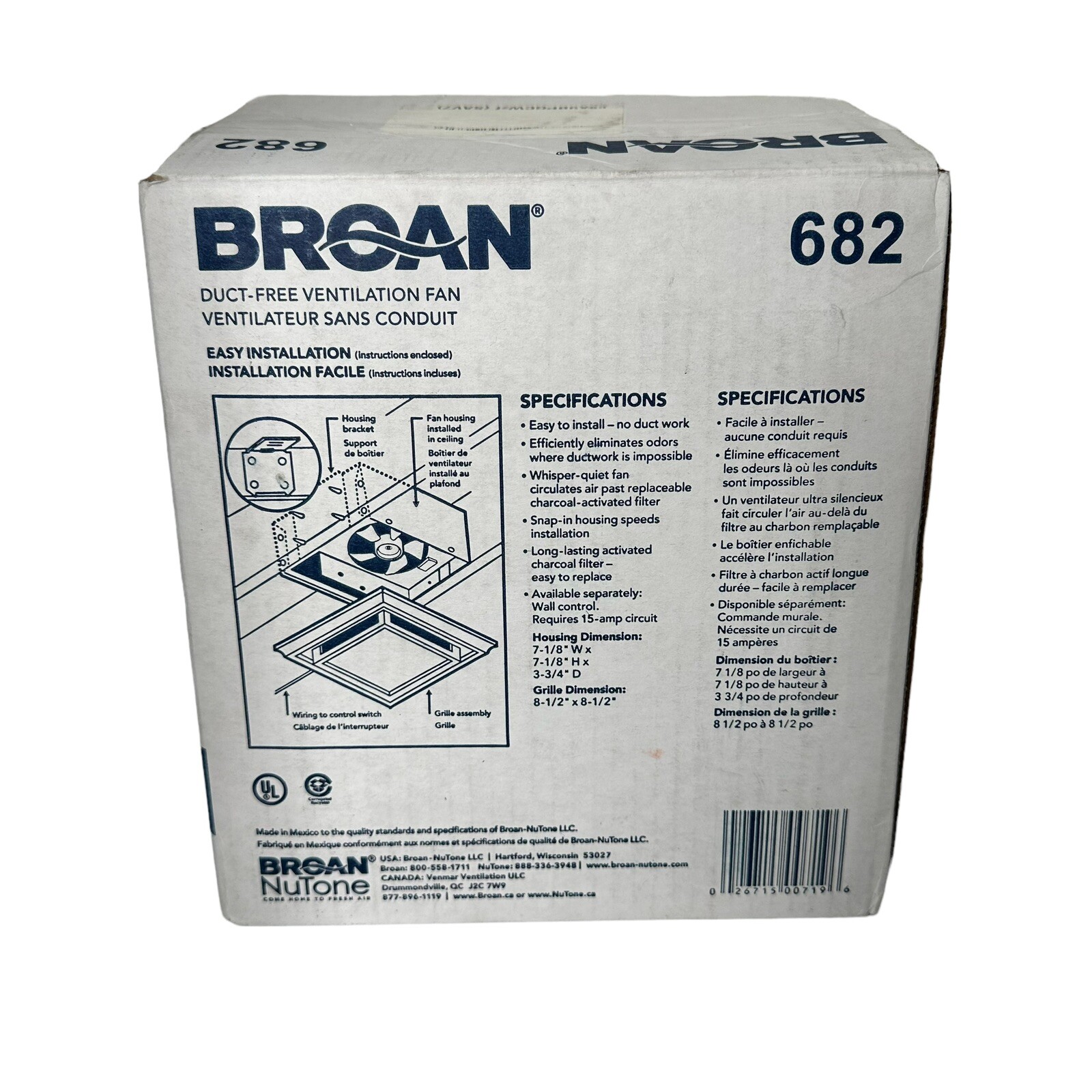 Broan 682 White Non-Ducted Ceiling Or Wall Mounted Bath Fan | eBay